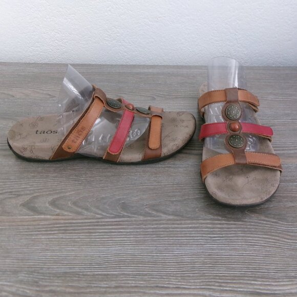 Taos Footwear | Shoes | Taos Prize Leather Brown Red Strappy Slip On ...